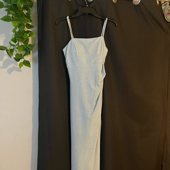 Macy's | Dresses | Crystal Doll Macys Baby Blue Sparkle Maxi Prom Dress ...